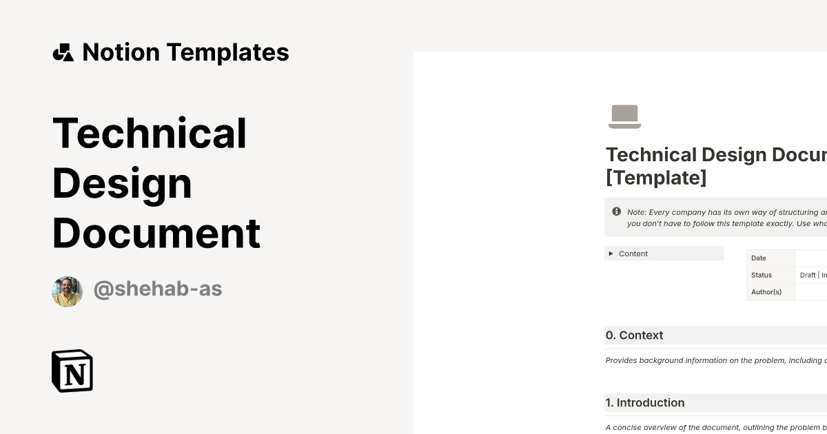 Technical Design Document Template by Shehab Abdel-Salam | Notion ...