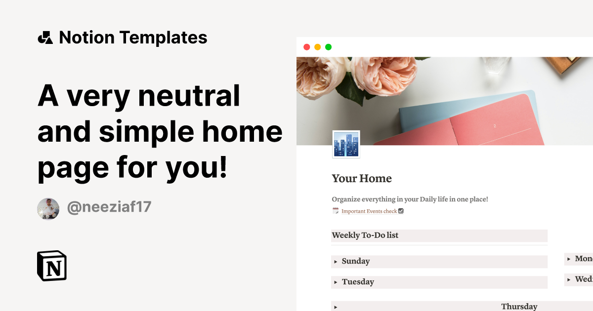 A very neutral and simple home page for you! Template | Notion Marketplace