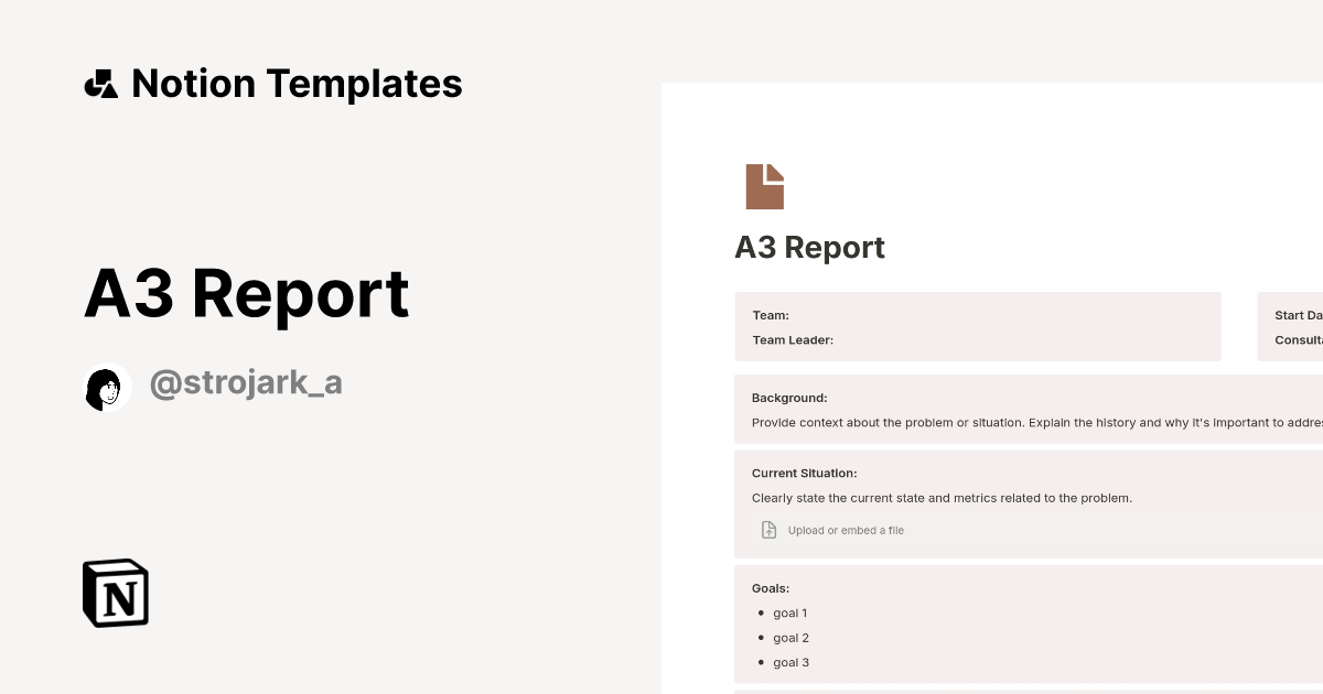 A3 Report Template | Notion Marketplace