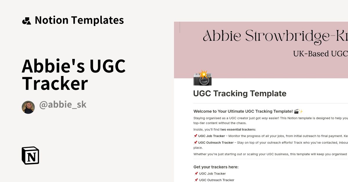 Abbie's UGC Tracker Template by Abbie SK | UK-based UGC Creator ...