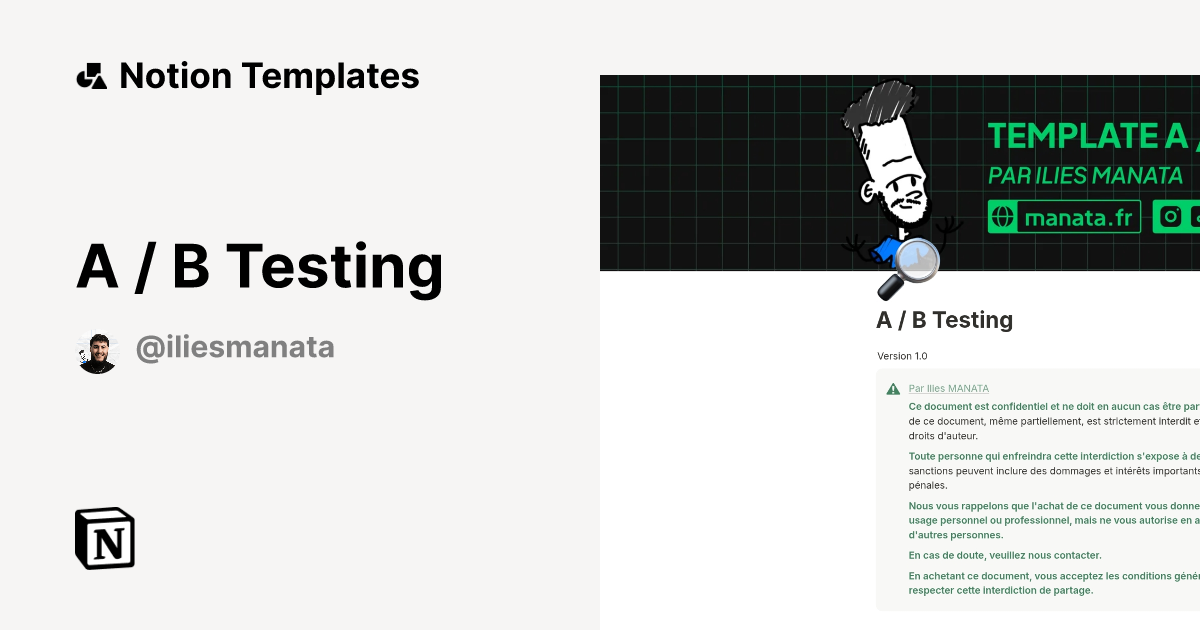 A / B Testing Template by Ilies Manata | Notion Marketplace