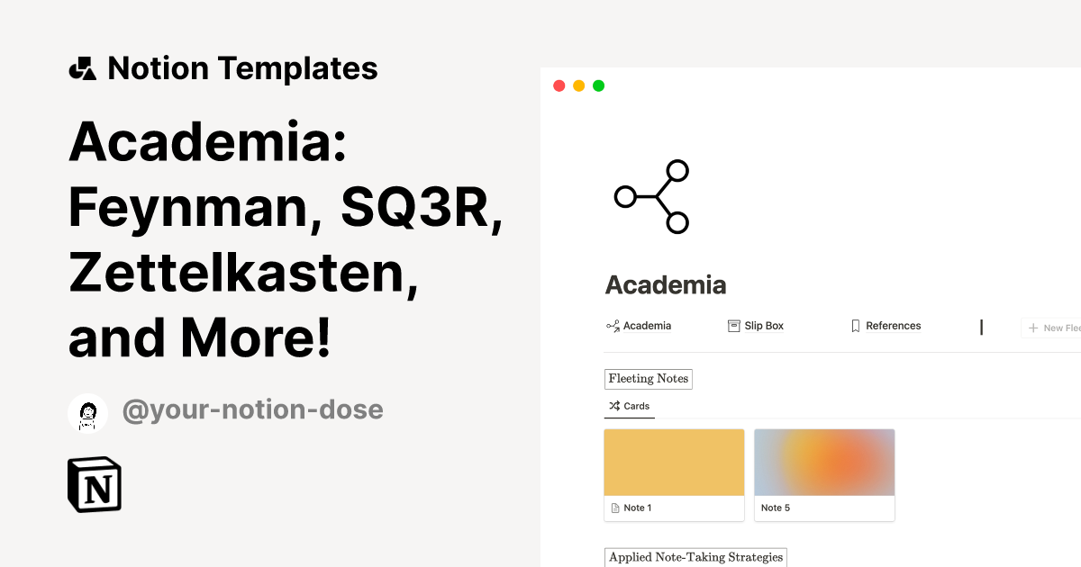 Academia: Feynman, SQ3R, Zettelkasten, and More! Template | Notion ...