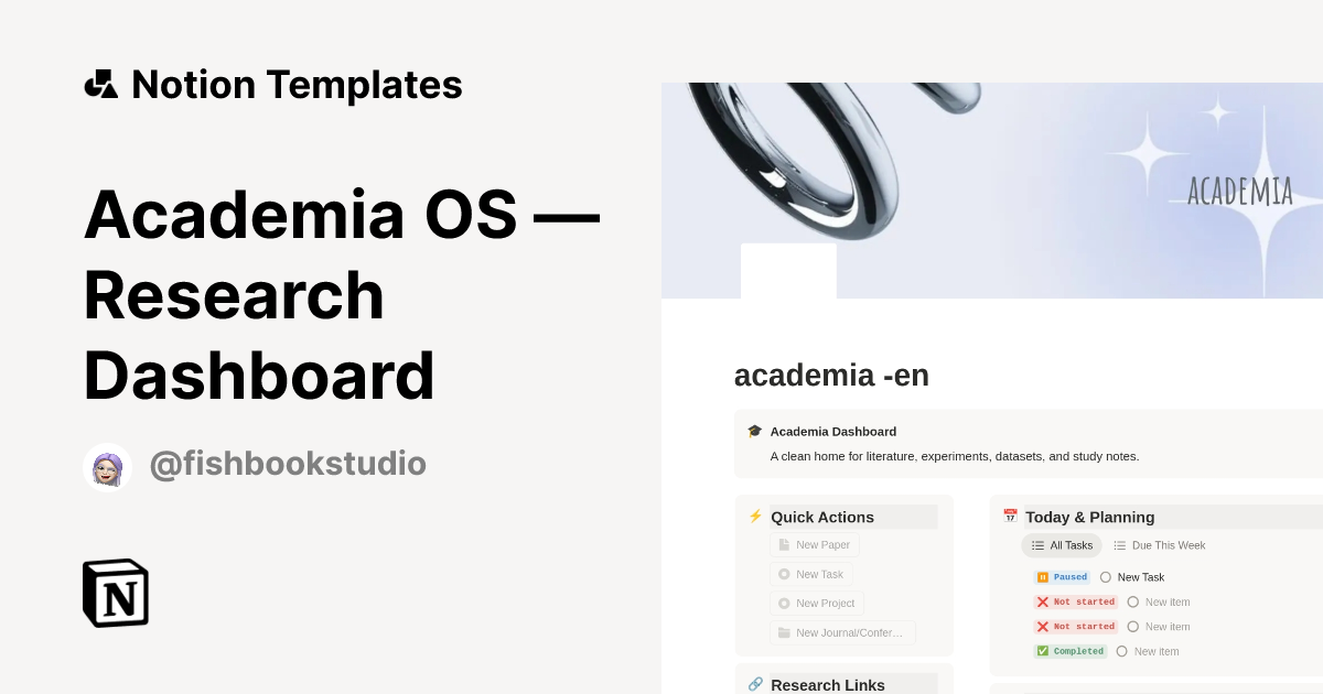 Academia OS — Research Dashboard Template | Notion Marketplace
