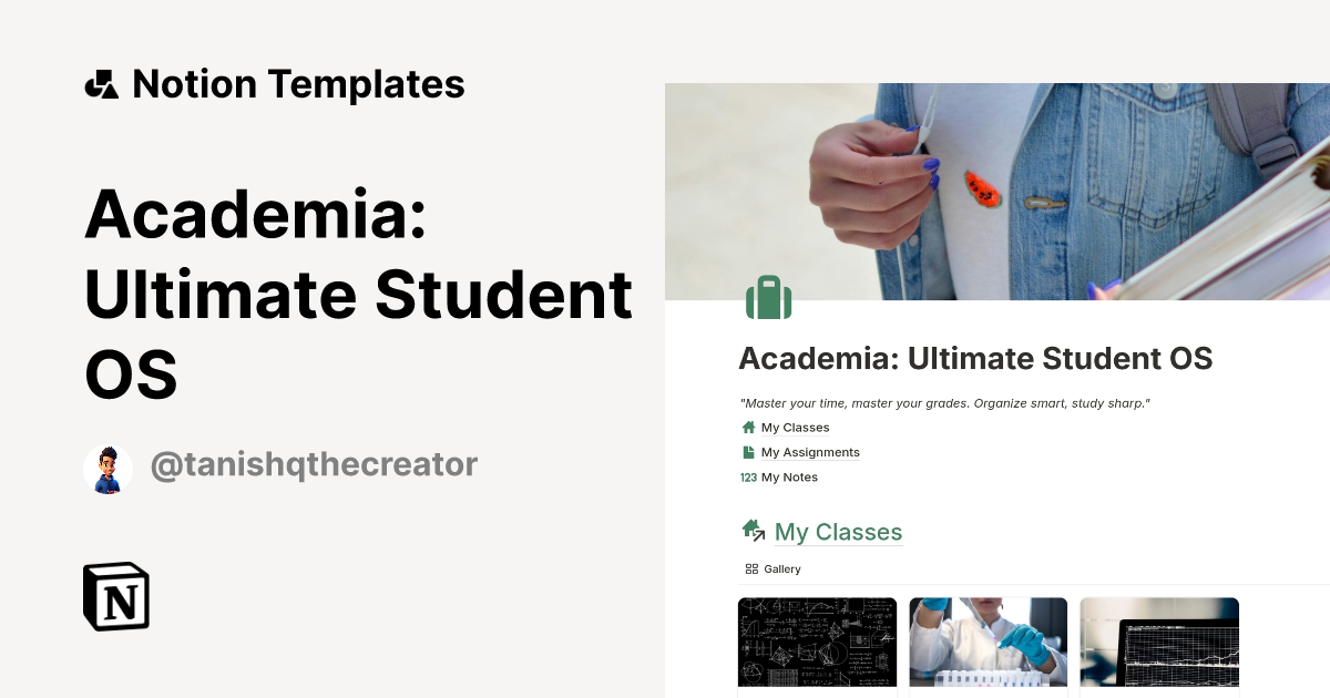 Academia: Ultimate Student OS Template by TanishqTheCreator | Notion Marketplace
