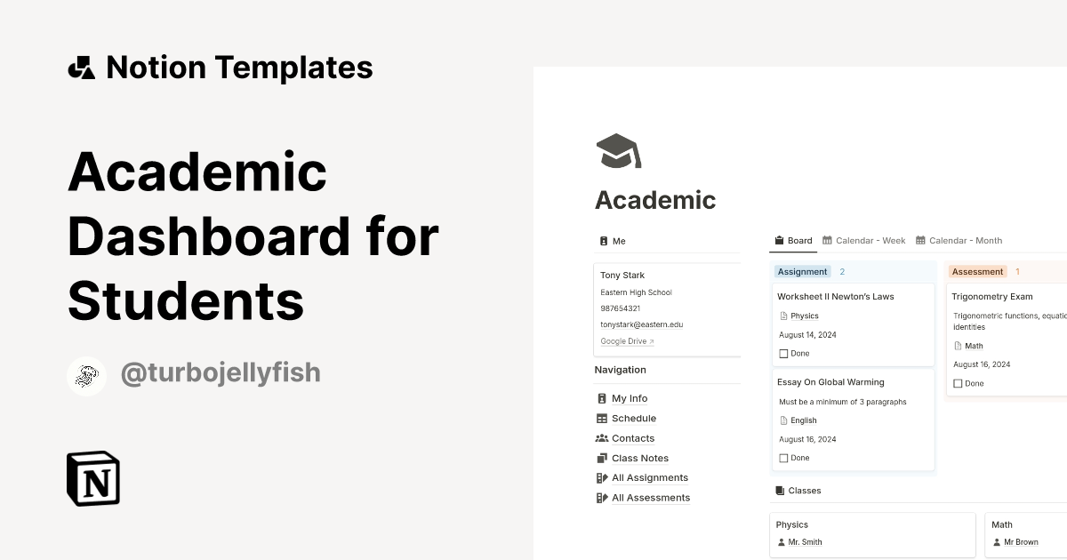 Academic Dashboard for Students Template | Notion Marketplace