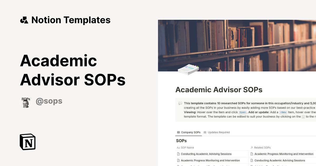 Academic Advisor SOPs Template by SOPs | Notion Marketplace