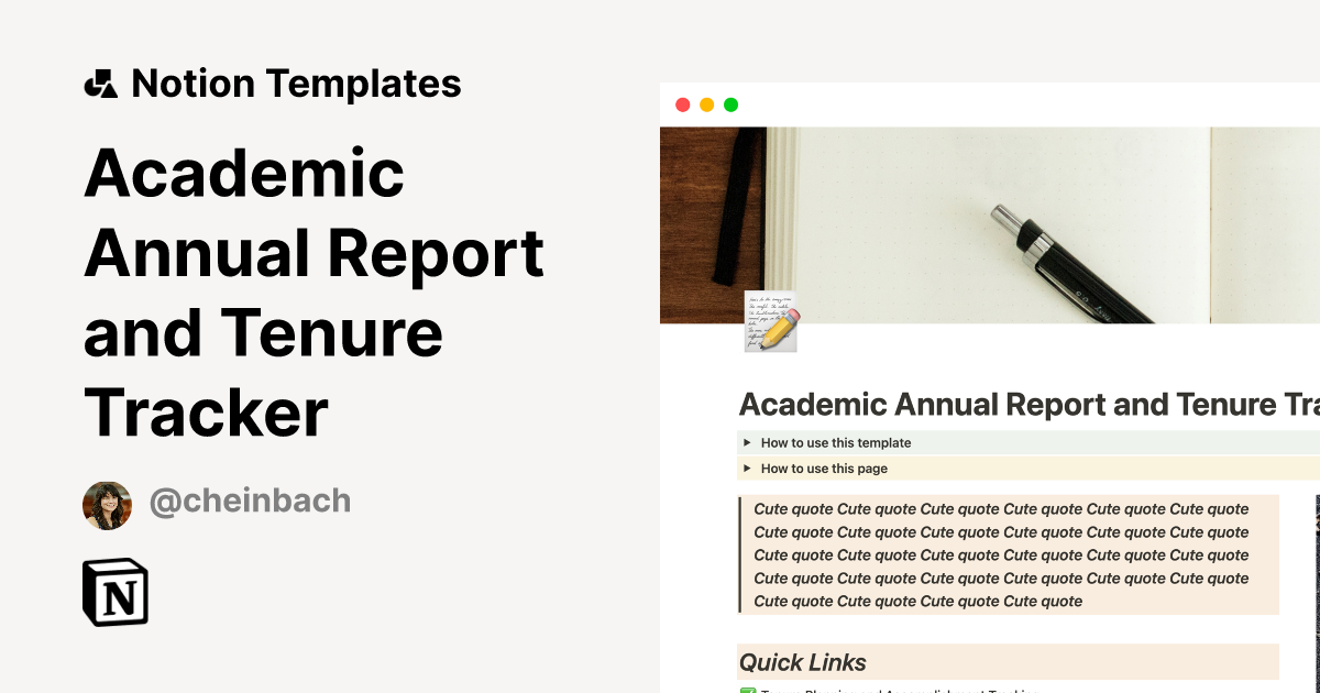 Academic Annual Report and Tenure Tracker Template by Chelsea Heinbach ...