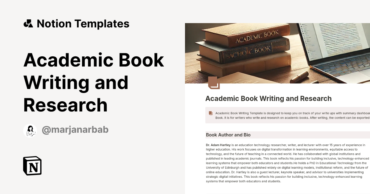 Academic Book Writing and Research Template | Notion Marketplace