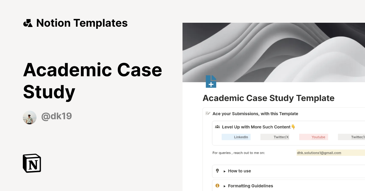 Academic Case Study Template by Dhruv Kumar | Notion Marketplace