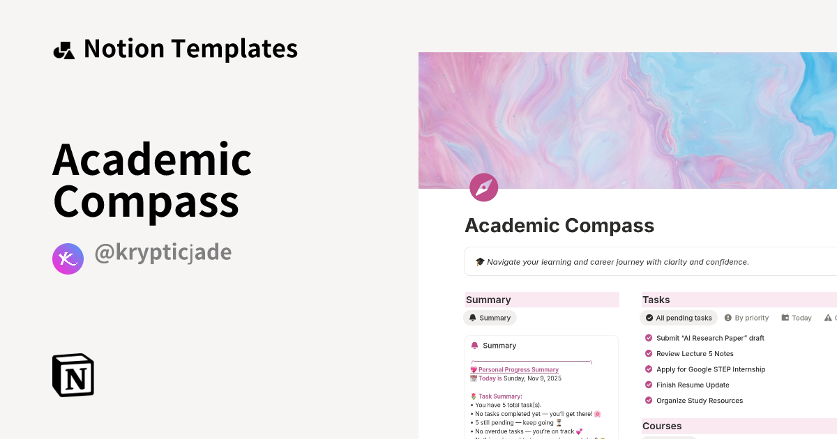 Academic Compass Template | Notion Marketplace