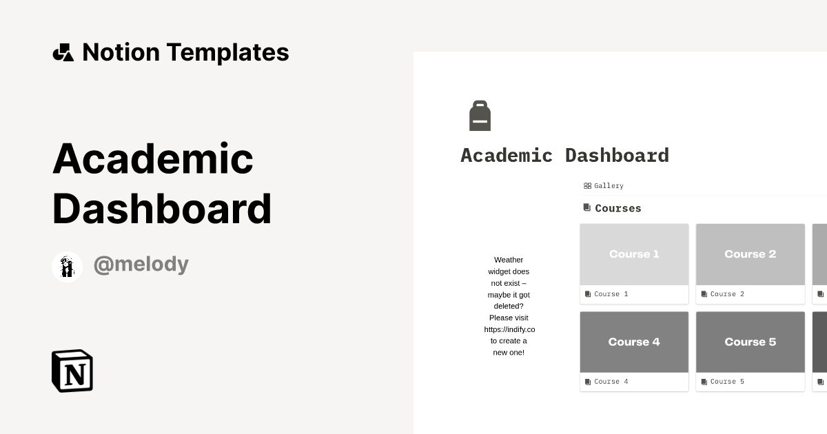 Academic Dashboard Template by Melody | Notion Marketplace