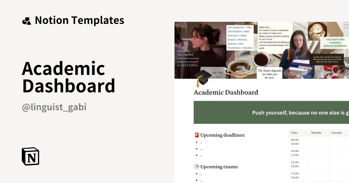 Academic Dashboard Template | Notion Marketplace