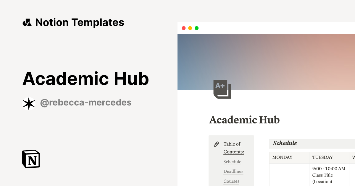 Academic Hub Template | Notion Marketplace