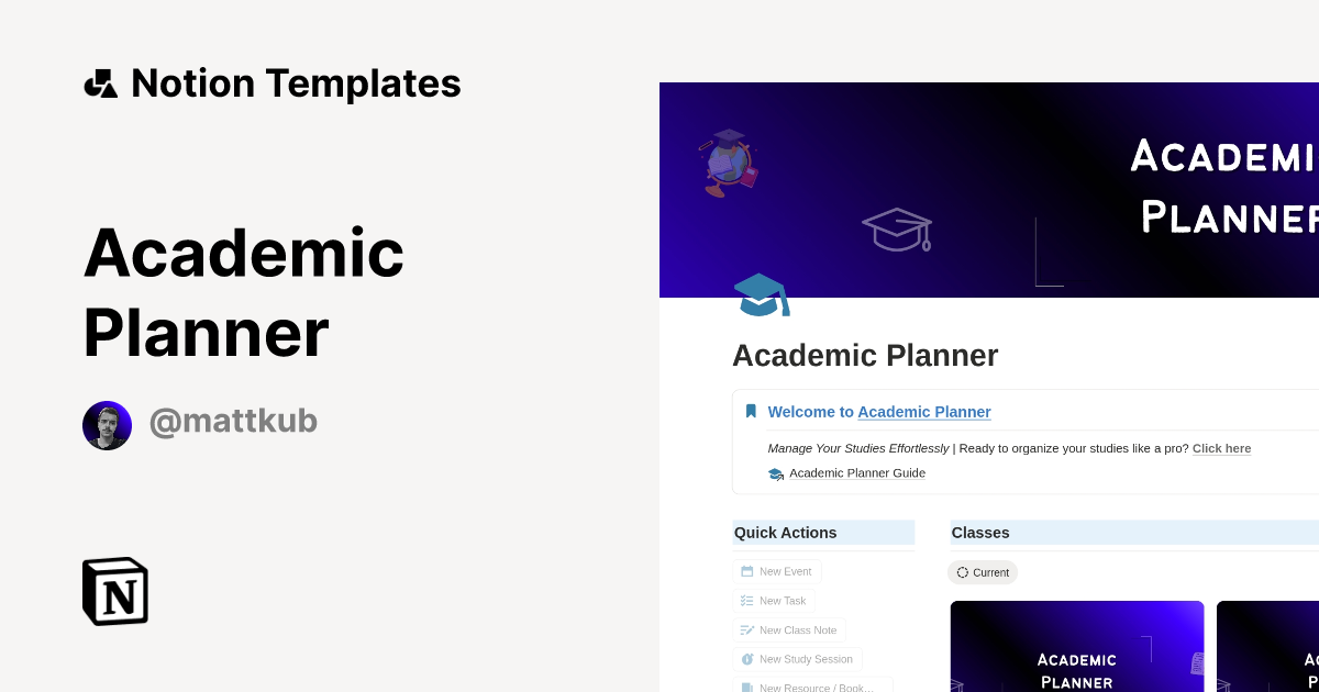 Academic Planner Template | Notion Marketplace