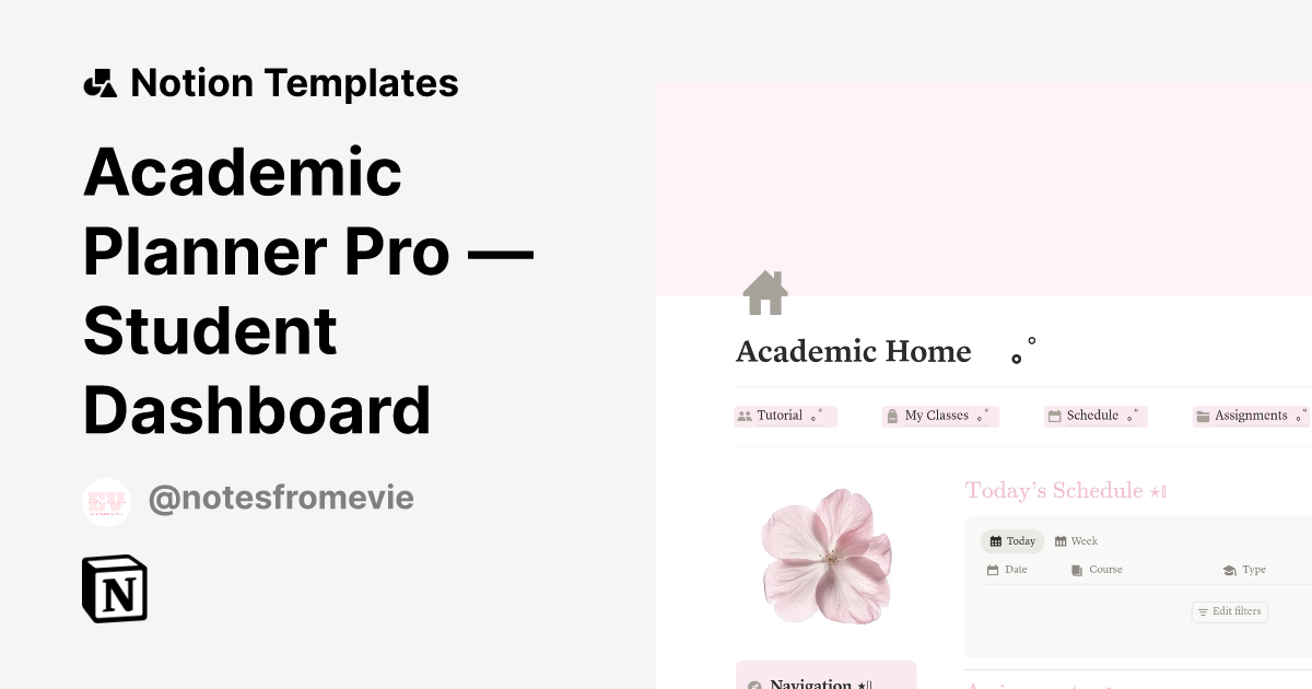 Academic Planner Pro — Student Dashboard Template by NotesFromEvie ...