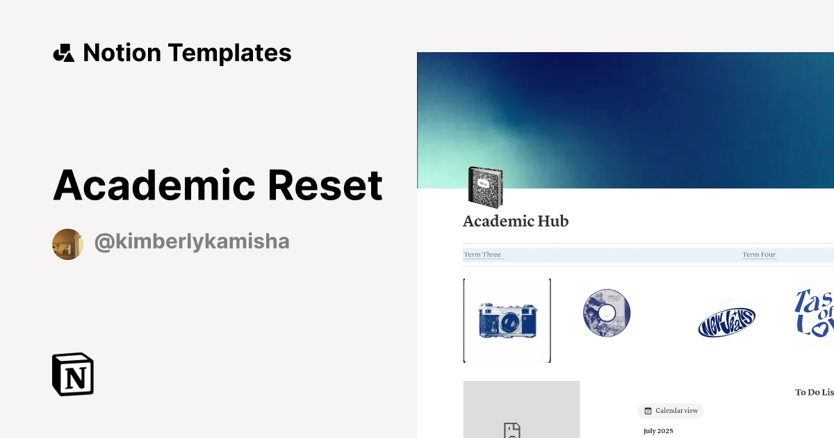 Academic Reset Template | Notion Marketplace