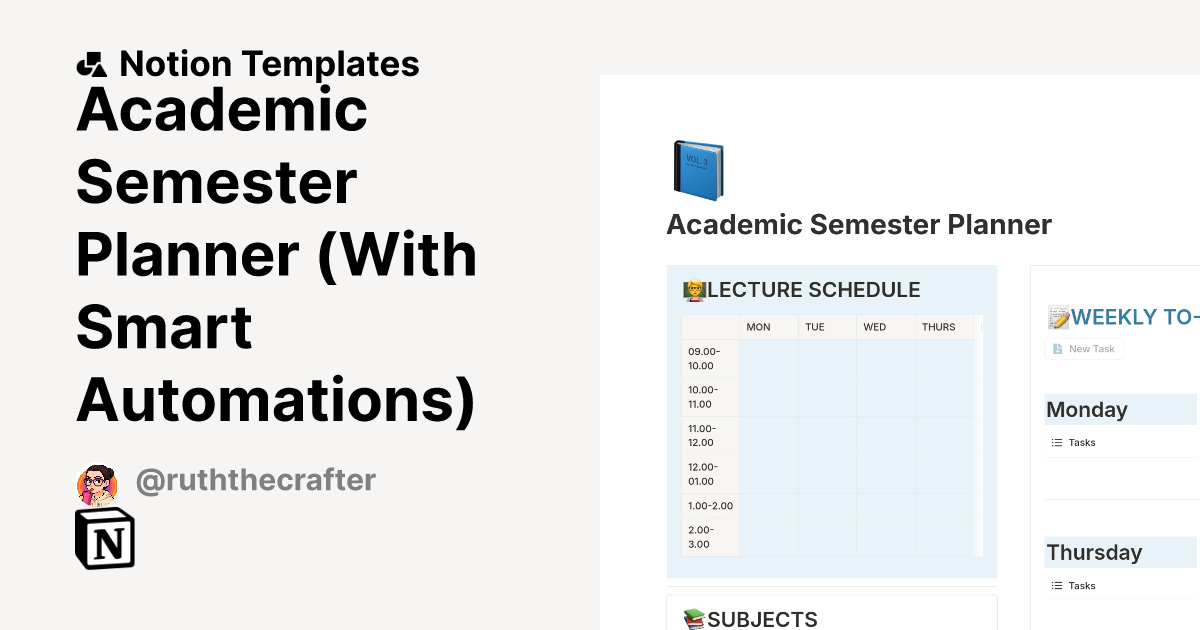 Academic Semester Planner (With Smart Automations) Template | Notion ...