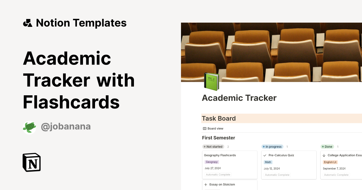 Academic Tracker with Flashcards Template by Jo | Notion Marketplace