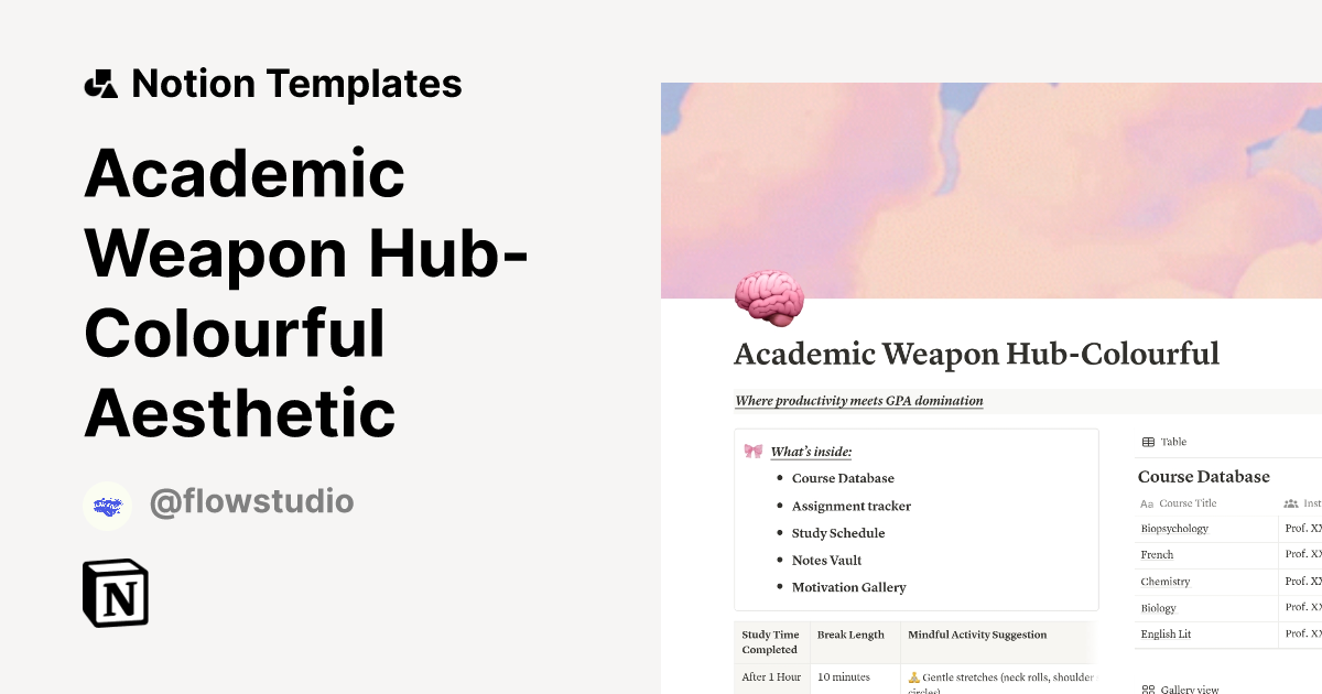 Academic Weapon Hub-Colourful Aesthetic Template | Notion Marketplace