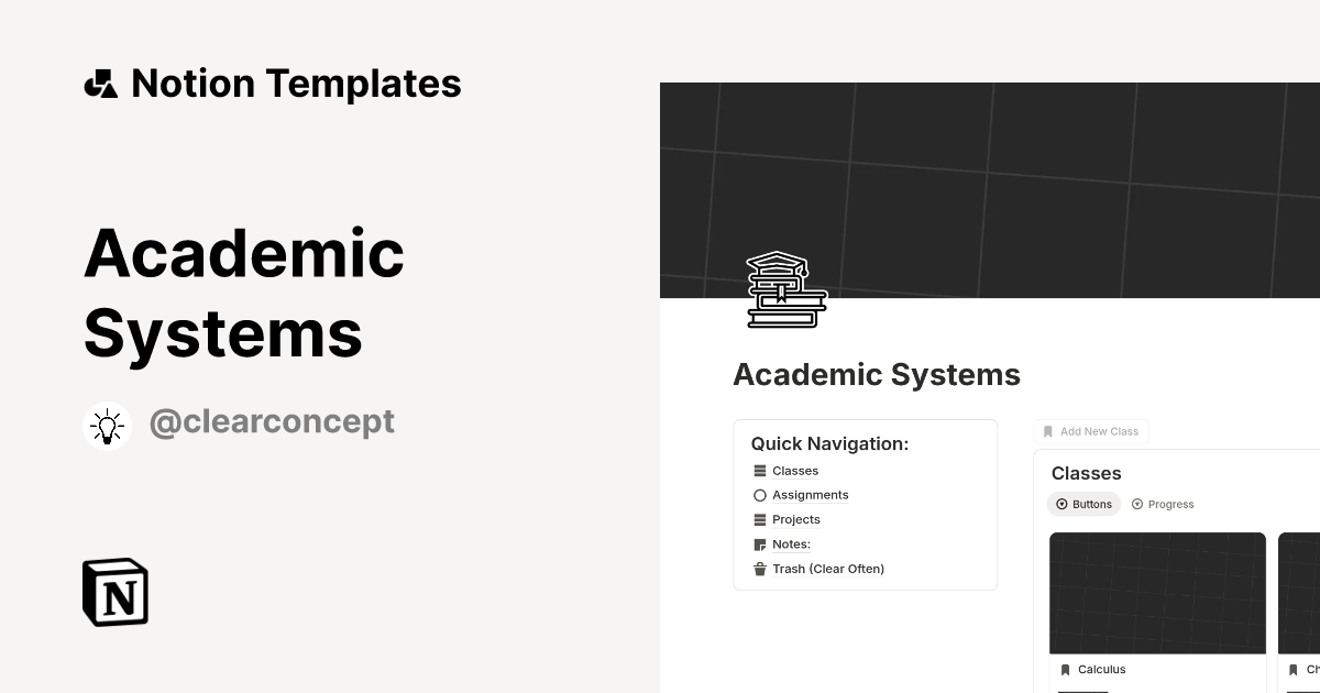Academic Systems Template by ClearConcept | Notion Marketplace