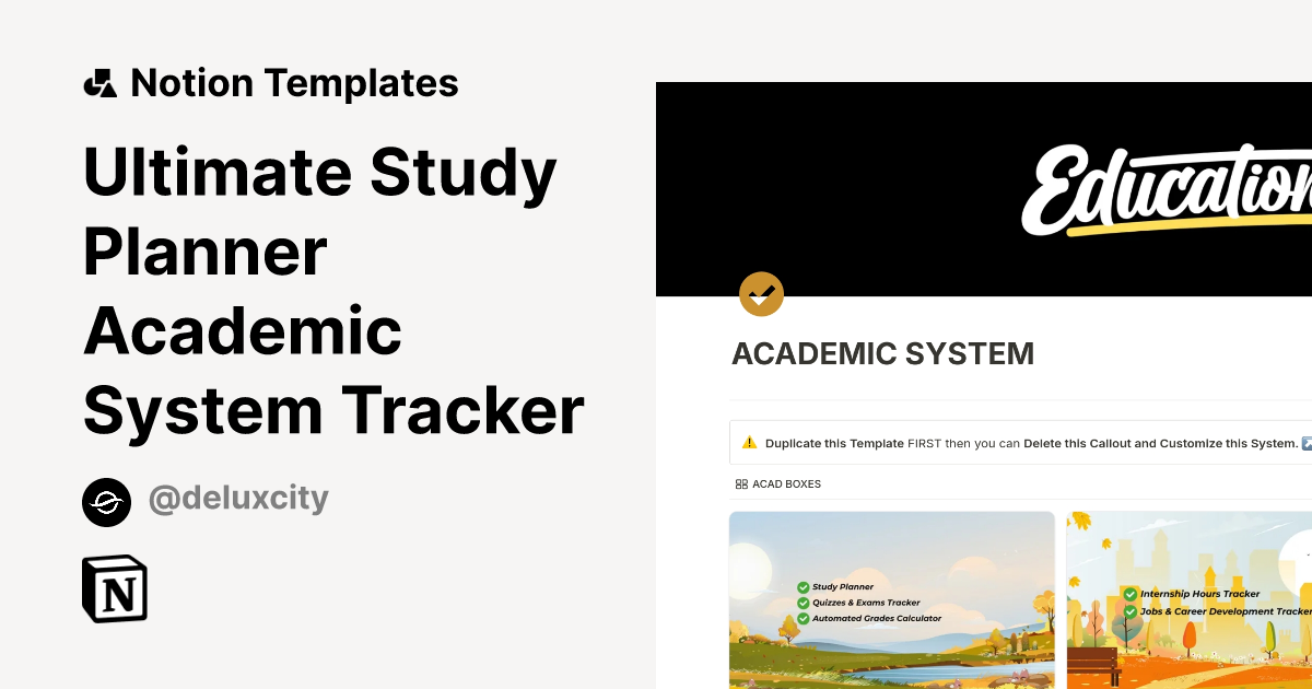 Ultimate Study Planner Academic System Tracker Template | Notion ...