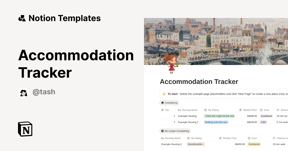 Accommodation Tracker Template | Notion Marketplace