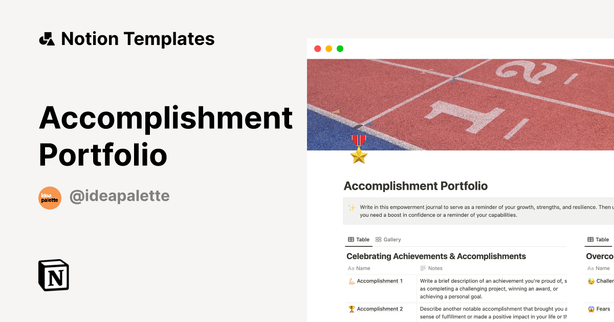 Accomplishment Portfolio Template | Notion Marketplace