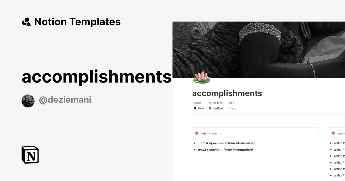 accomplishments Template by DZ | Notion Marketplace