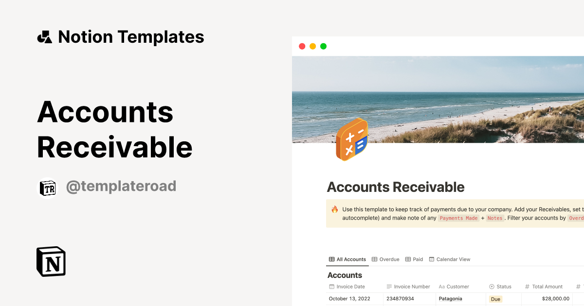 Accounts Receivable Template | Notion Marketplace