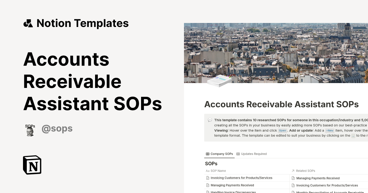 Accounts Receivable Assistant SOPs Template by SOPs | Notion Marketplace
