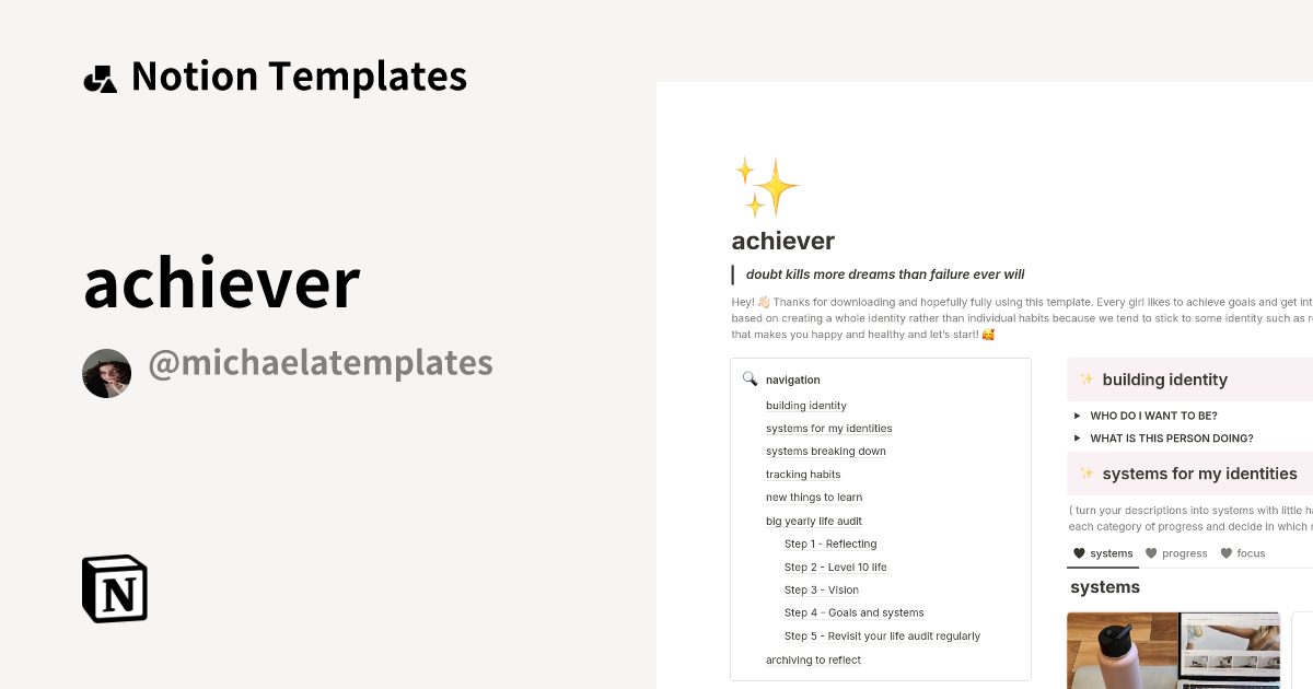 achiever Template | Notion Marketplace