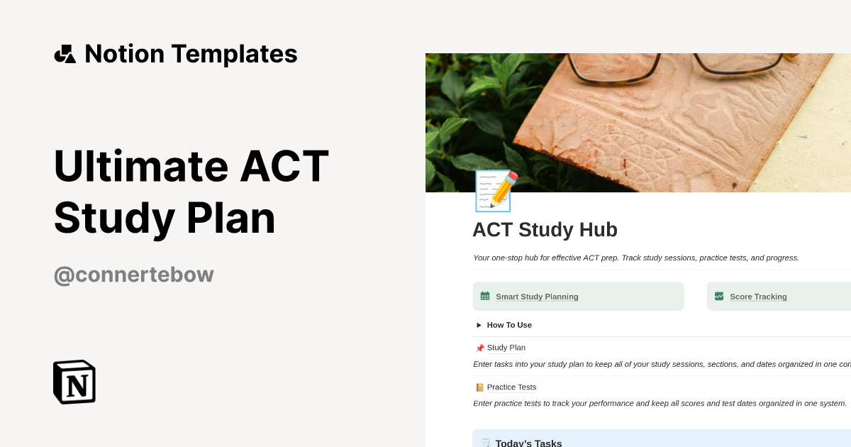 Ultimate ACT Study Plan Template by Conner Tebow | Notion Marketplace