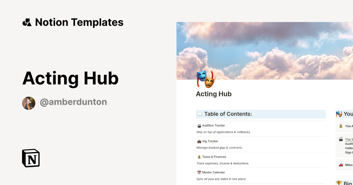 Acting Hub Template | Notion Marketplace
