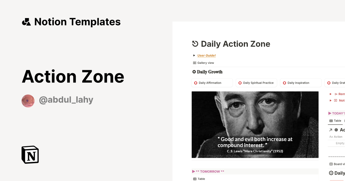 Action Zone Template | Notion Marketplace