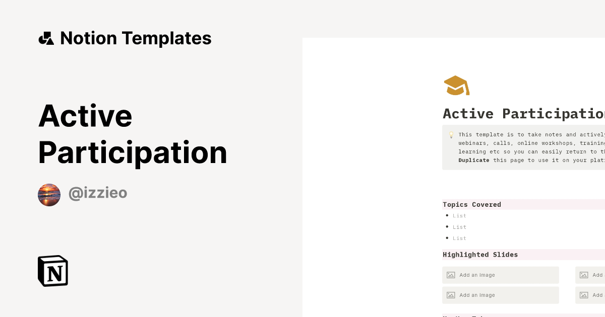 Active Participation Template | Notion Marketplace