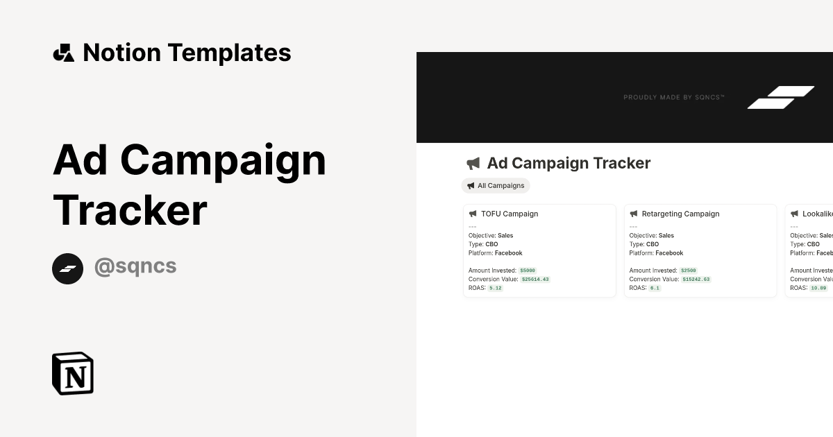 Ad Campaign Tracker Template | Notion Marketplace