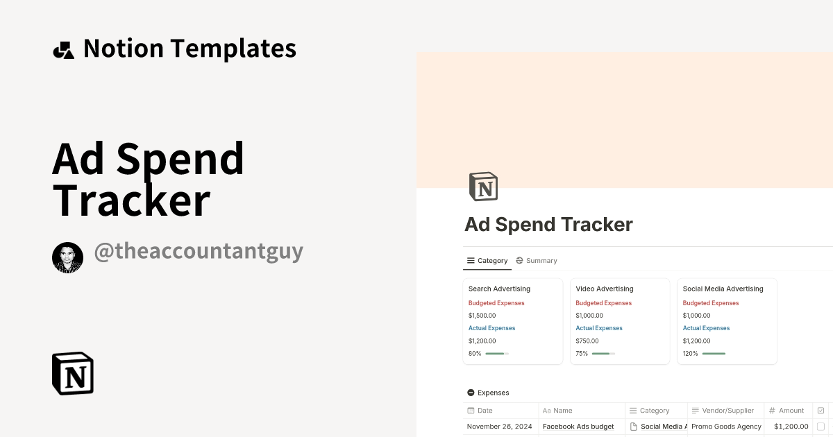 Ad Spend Tracker Template | Notion Marketplace