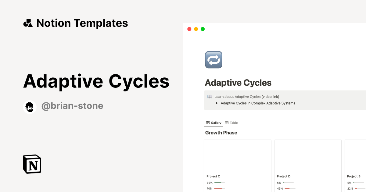 Adaptive Cycles Template by Brian Stone | Notion Marketplace