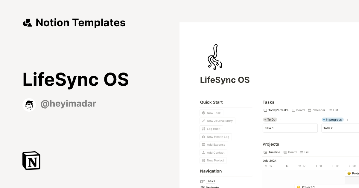 LifeSync OS Template | Notion Marketplace
