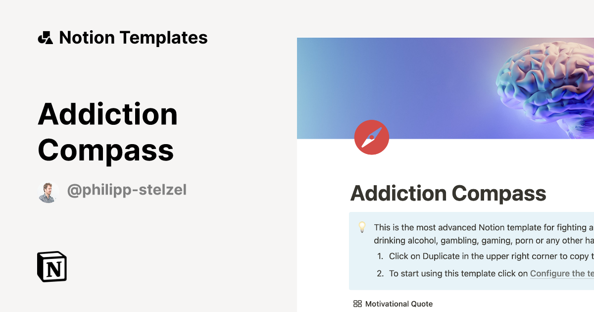 Addiction Compass Template | Notion Marketplace