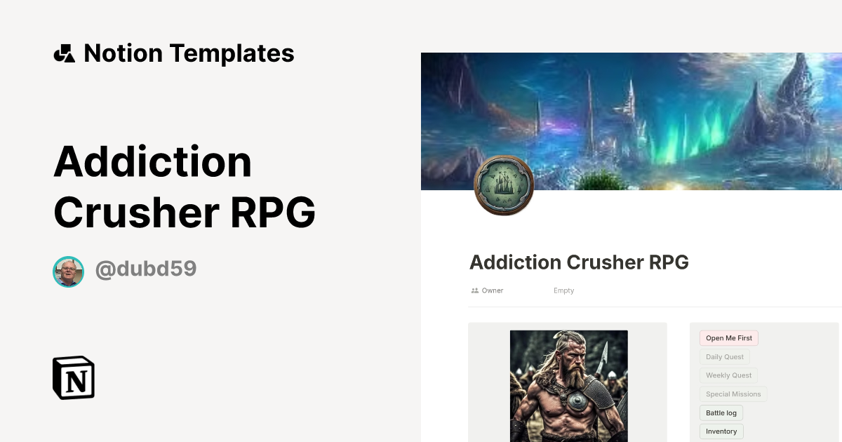 Addiction Crusher RPG Template | Notion Marketplace