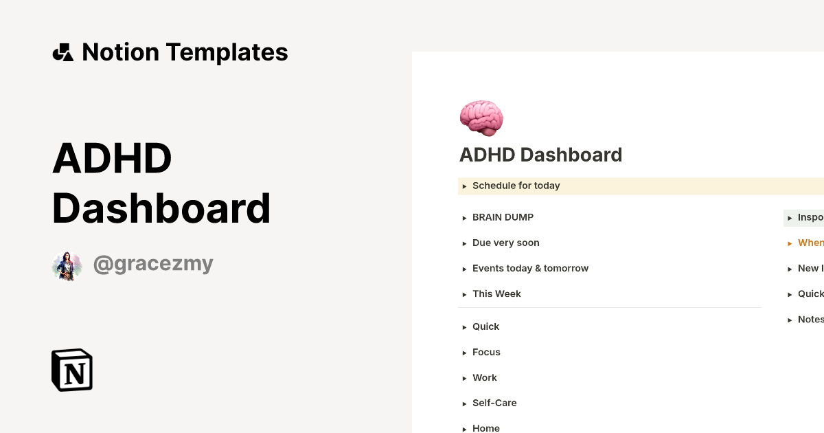 ADHD Dashboard Template | Notion Marketplace