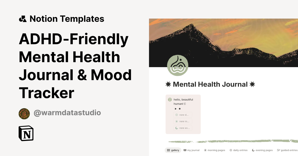 ADHD-Friendly Mental Health Journal & Mood Tracker Template by warm ...