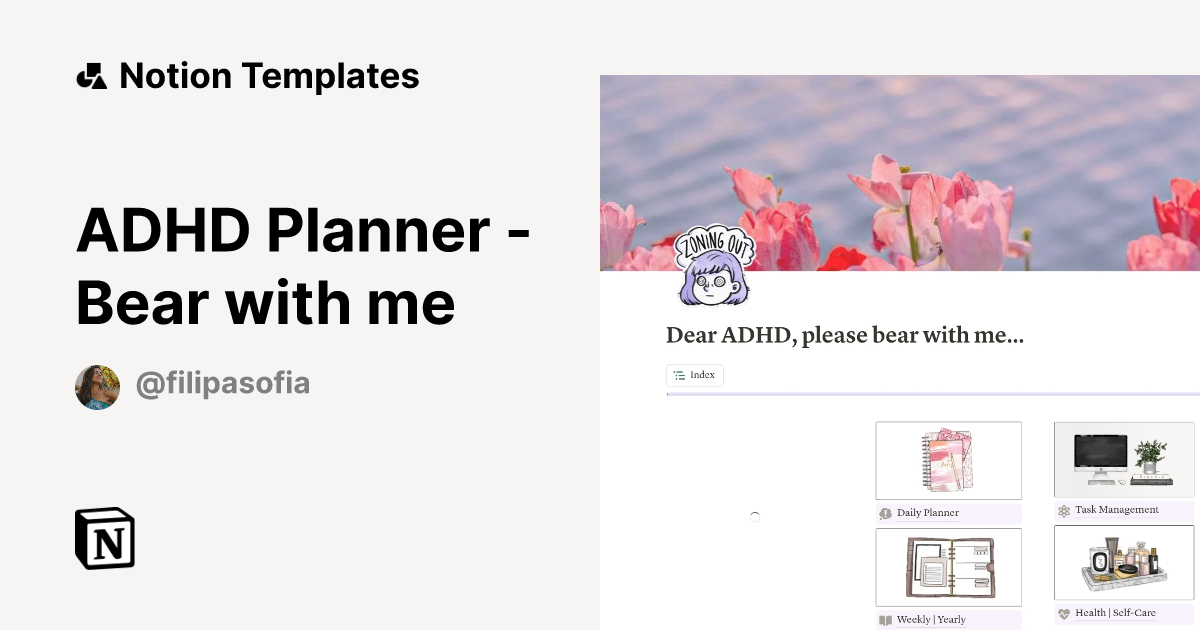ADHD Planner - Bear with me Template | Notion Marketplace