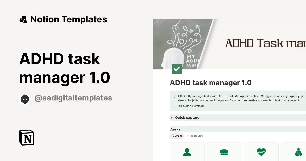 ADHD task manager 1.0 Template | Notion Marketplace