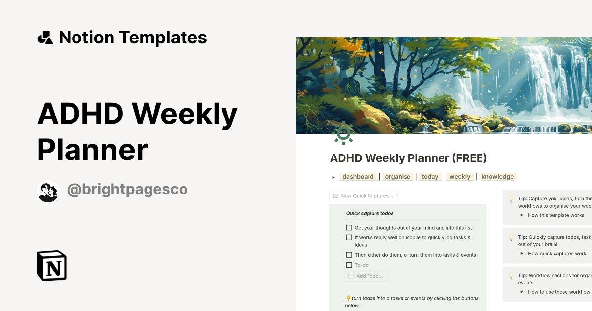 ADHD Weekly Planner Template by Ben | Notion Marketplace