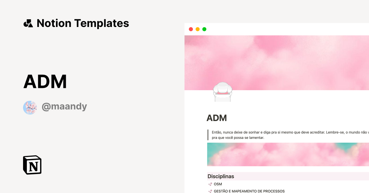 ADM Template by Amanda ramalho | Notion Marketplace