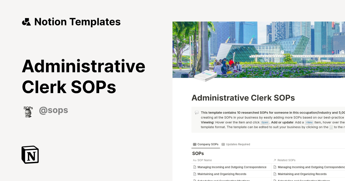 Administrative Clerk SOPs Template by SOPs | Notion Marketplace
