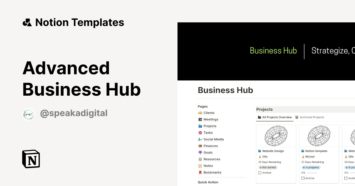 Advanced Business Hub Template by SpeakADigital | Notion Marketplace