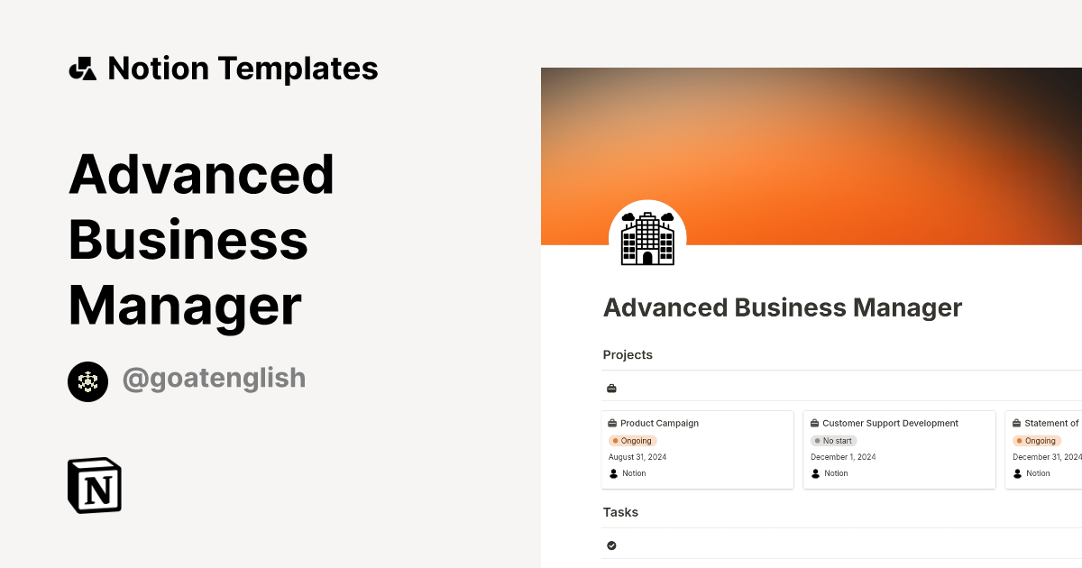 Advanced Business Manager Template | Notion Marketplace